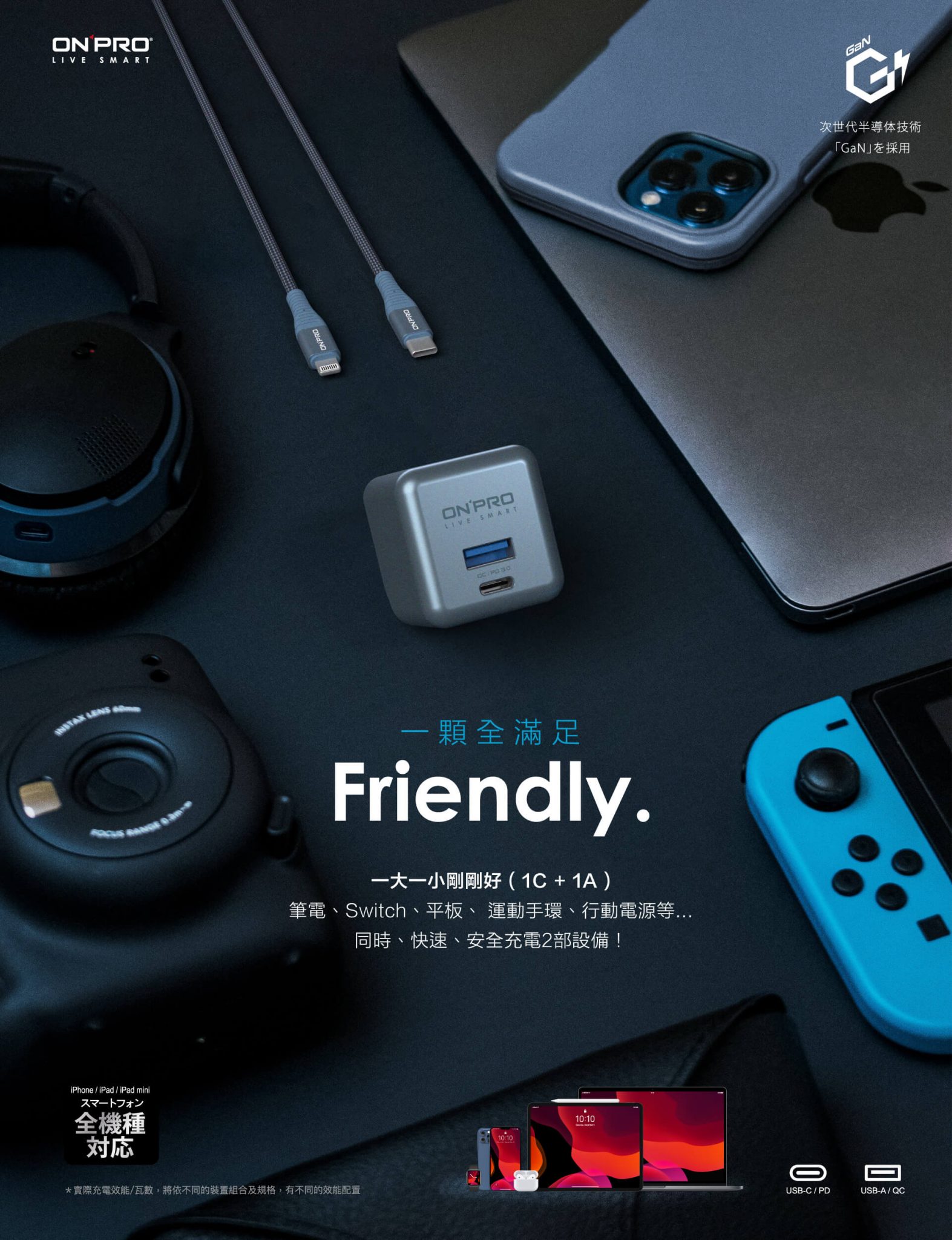 UC-2P01 Max 氮化鎵GaN PD48W 雙模快充 超急速迷你充電器 | ONPRO ELECTRONICS